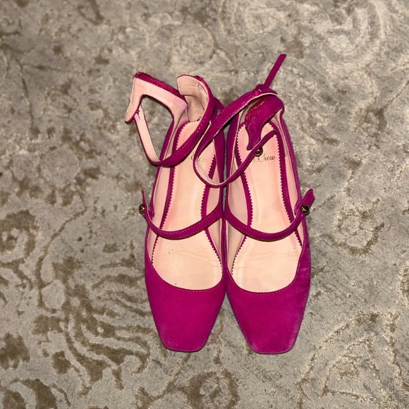 J. Crew | Shoes | J Crew Magenta Flats Ankle Straps | Poshmark